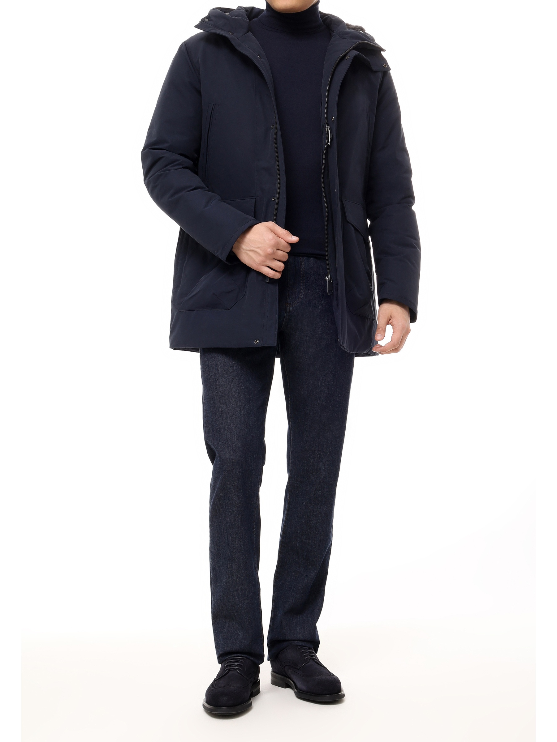 Утепленный пуховик цвет Темно-синий купить в BML по цене 41 900 руб